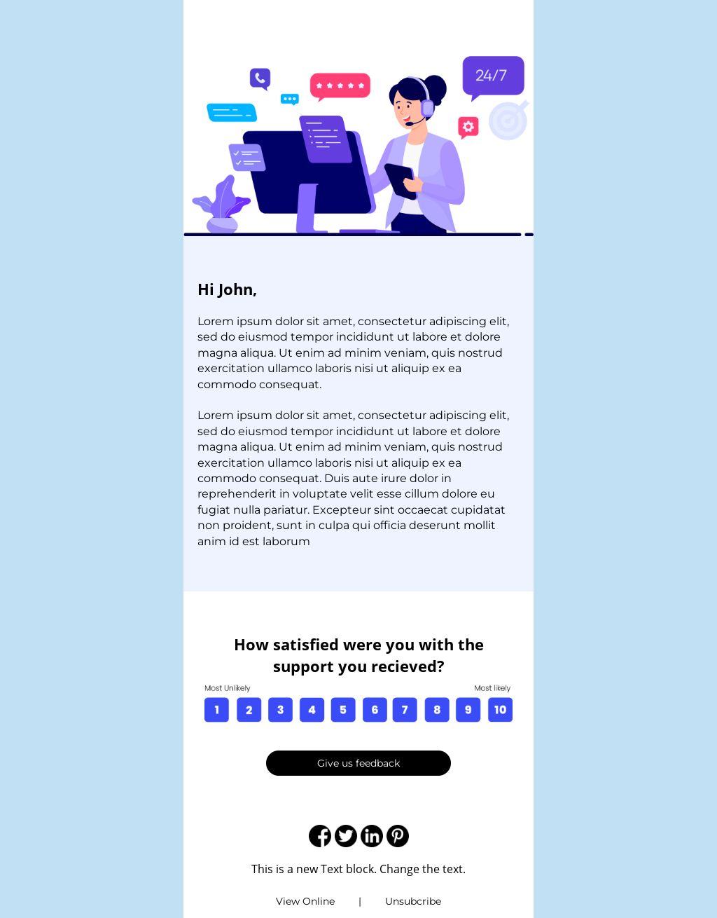 Customer Support Email Template | Unlayer