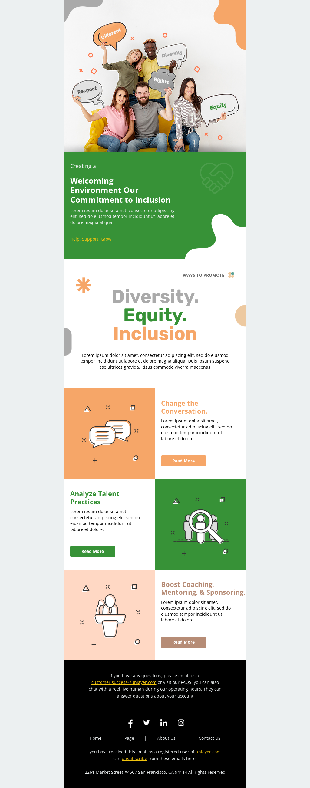 Diverse and Inclusive Environment Email Template | Unlayer