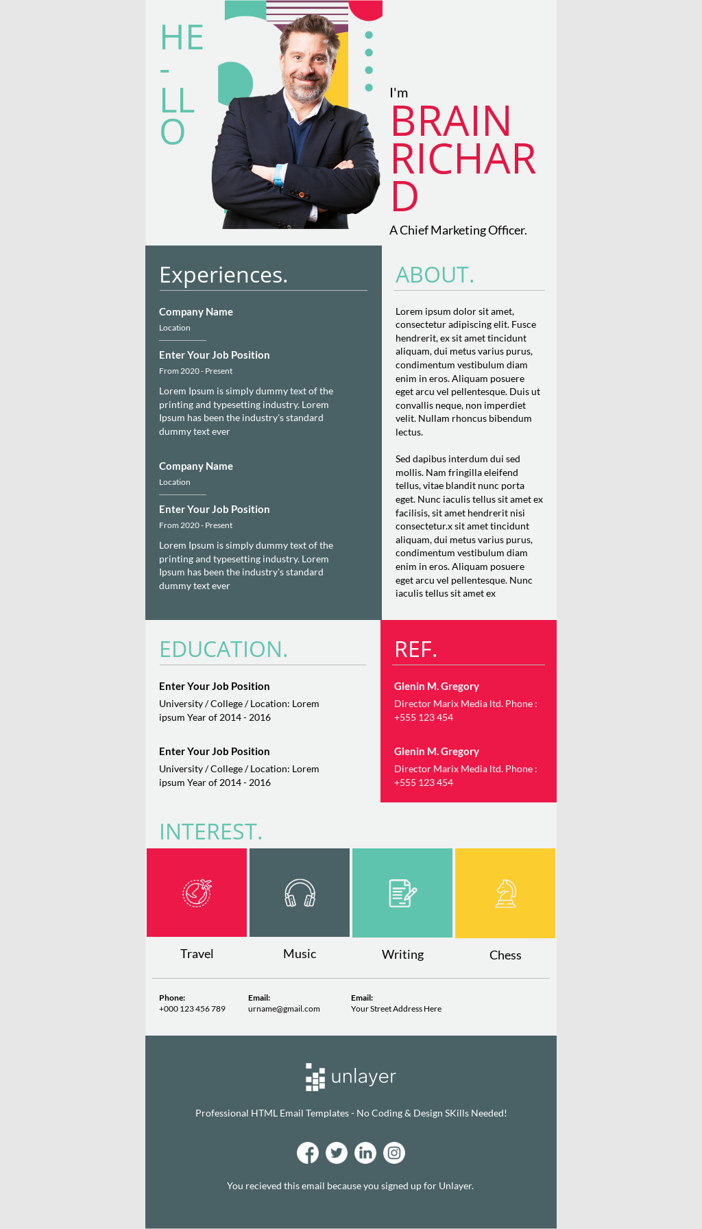 CV & Resume Template Email Template | Unlayer