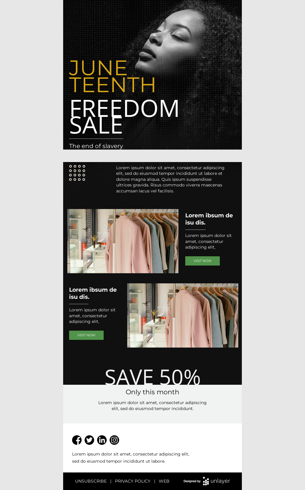 Juneteenth Sale Email Template | Unlayer