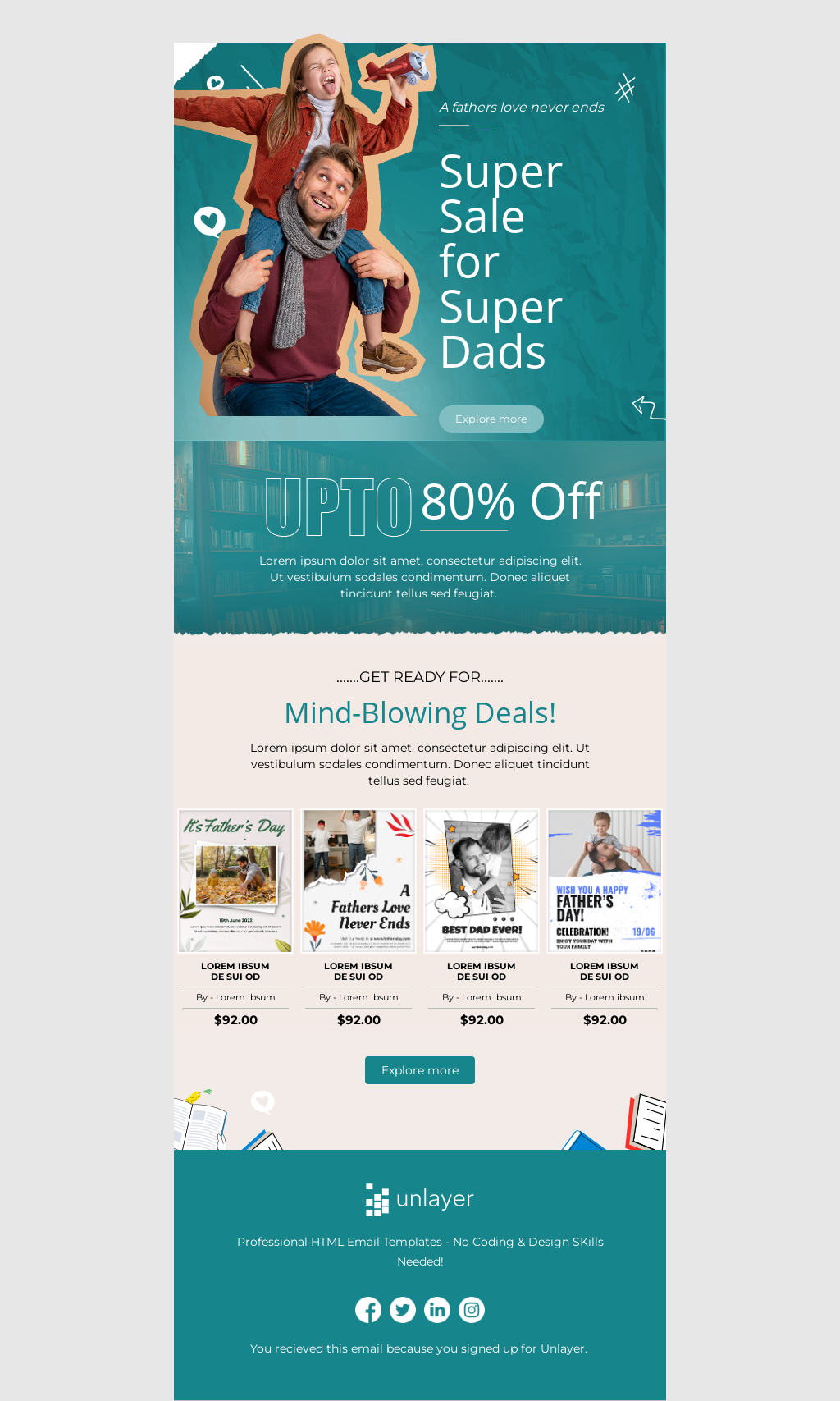 Father's Day Book Sale Email Template | Unlayer