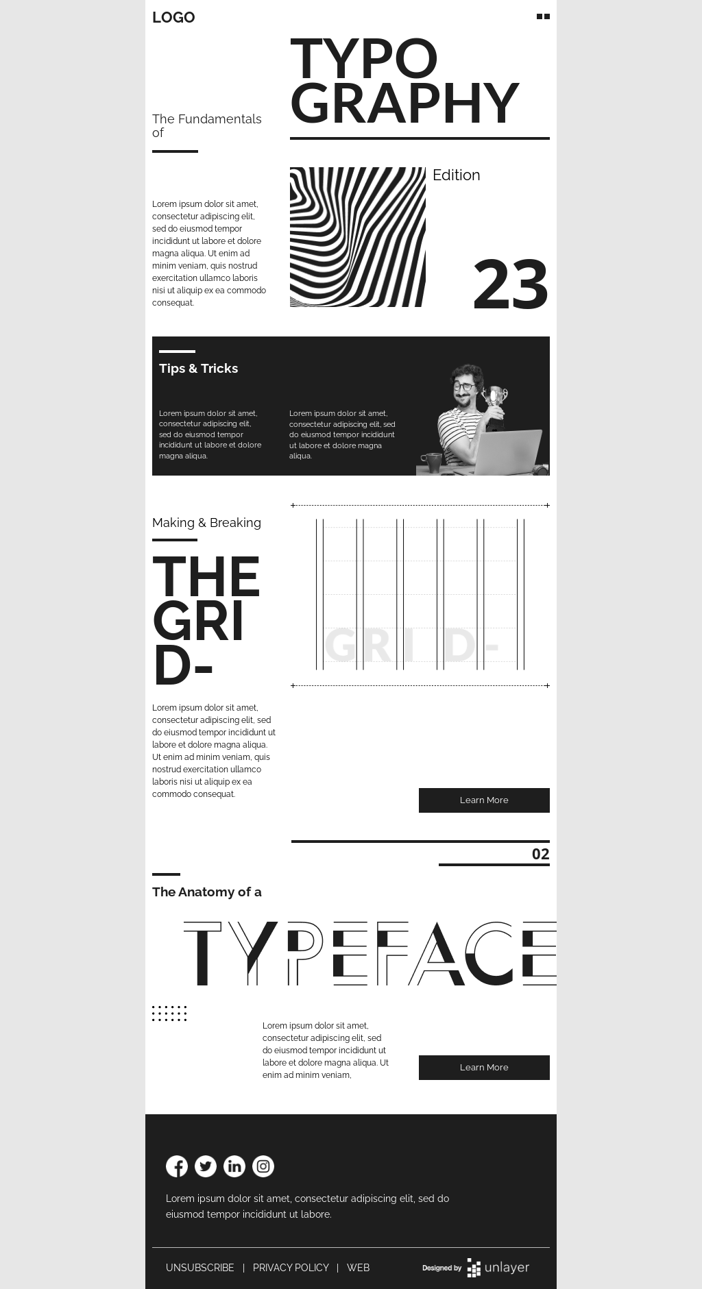 Typography Tutorial Email Template Unlayer