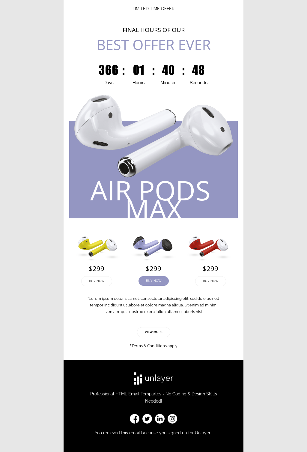 Weekend Discounts Email Template | Unlayer