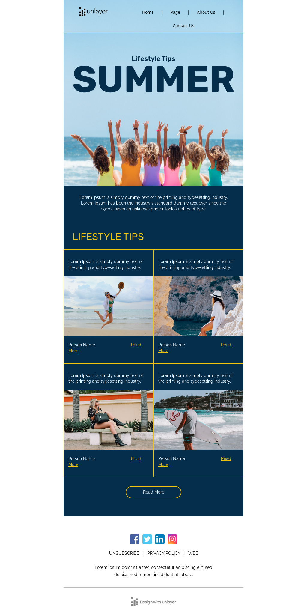 Summer Lifestyle Tips Email Template | Unlayer