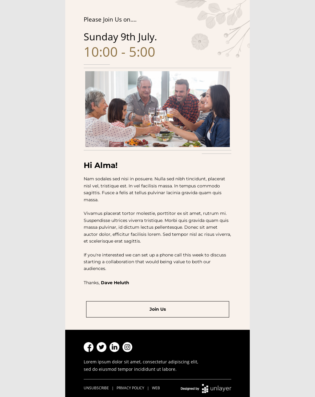 Family Reunion Month Email Template | Unlayer