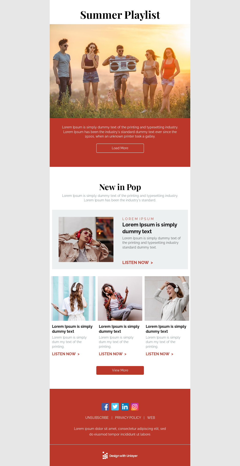 Summer Playlist Email Template | Unlayer
