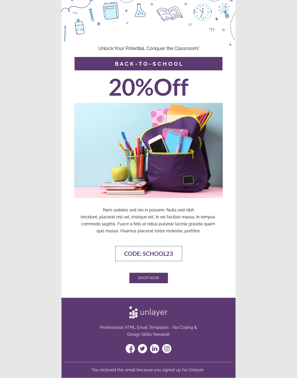 Free Email Templates for Back to School | Unlayer