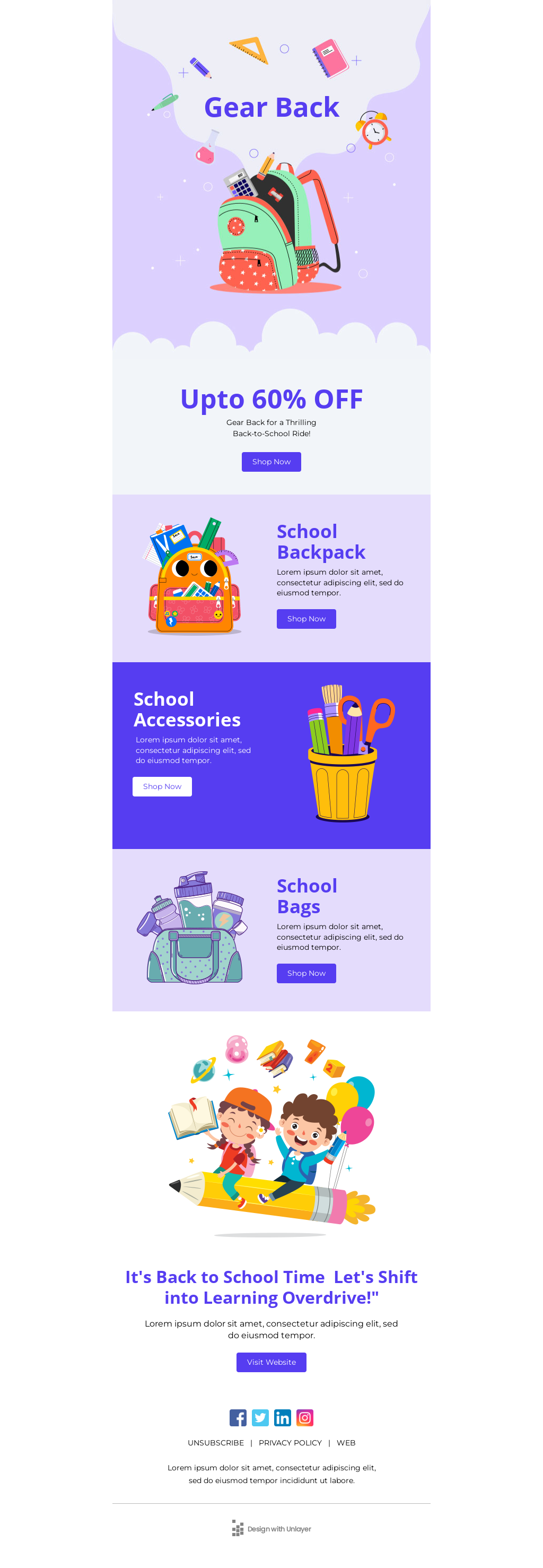Gear Back Email Template | Unlayer