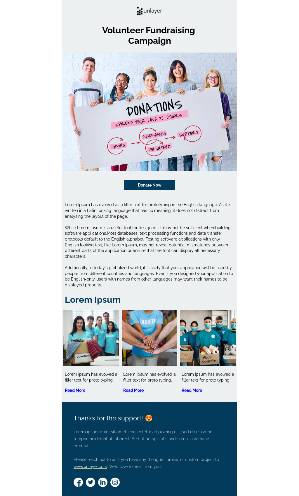 Volunteer Fundraising Campaign Email Email Template | Unlayer