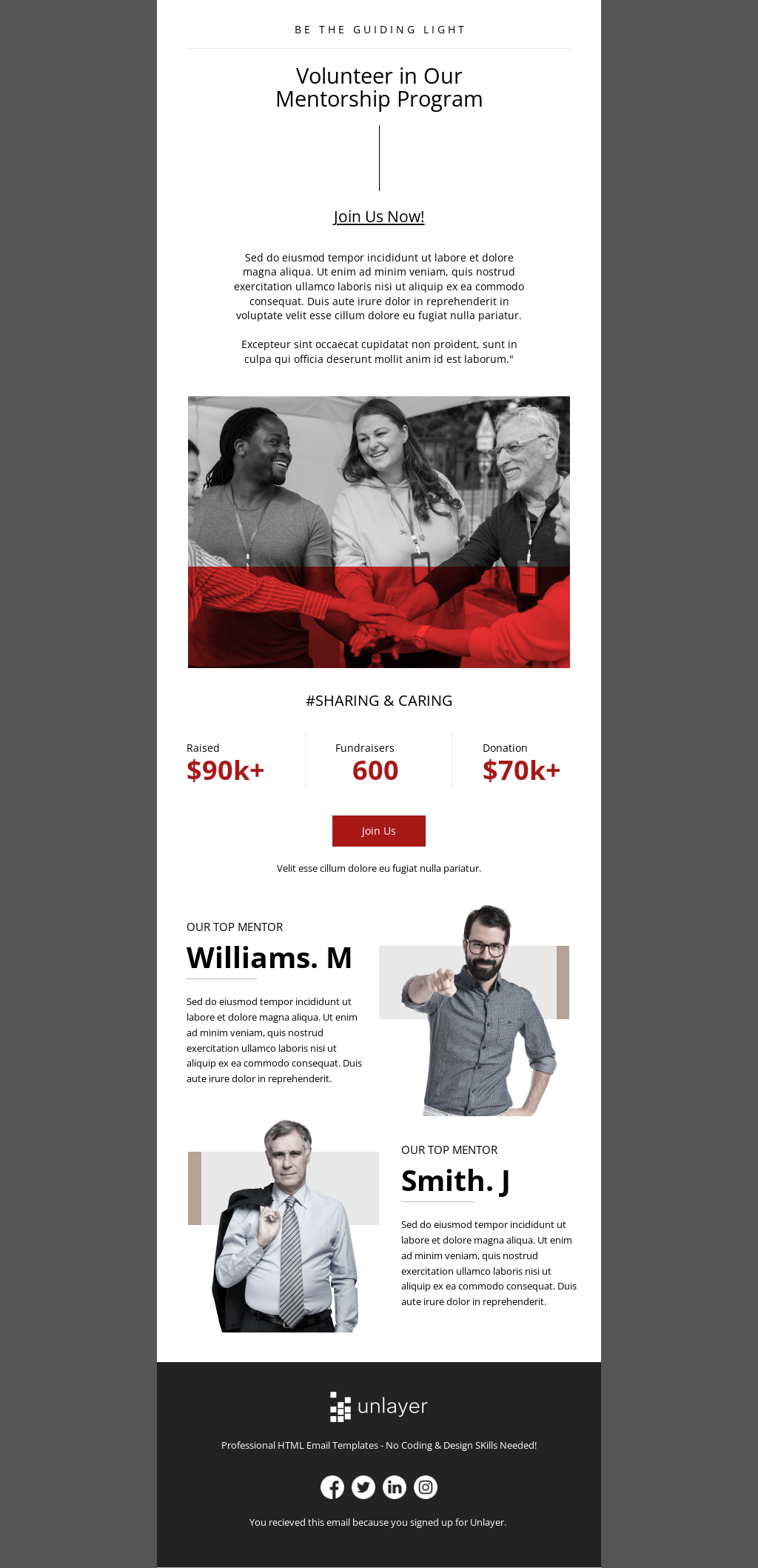 Volunteer Mentorship Program Invitation Email Email Template | Unlayer