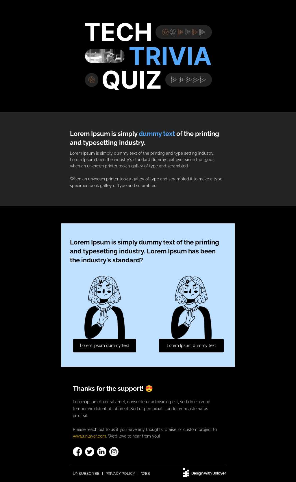 Tech Trivia Quiz Email Template | Unlayer