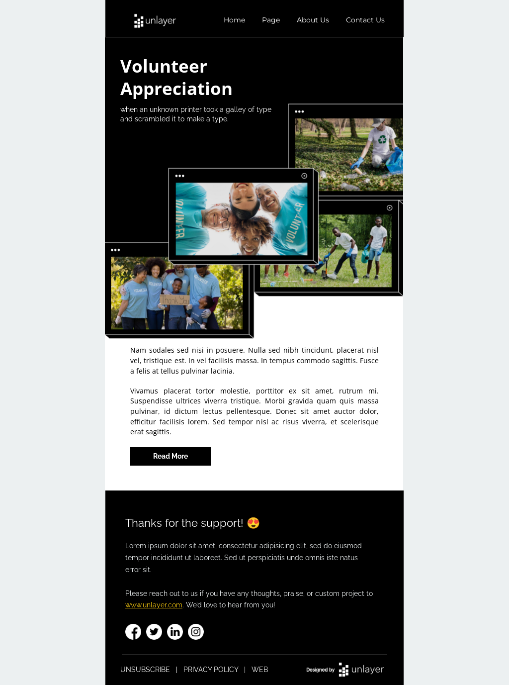 Volunteer Appreciation Email Template | Unlayer