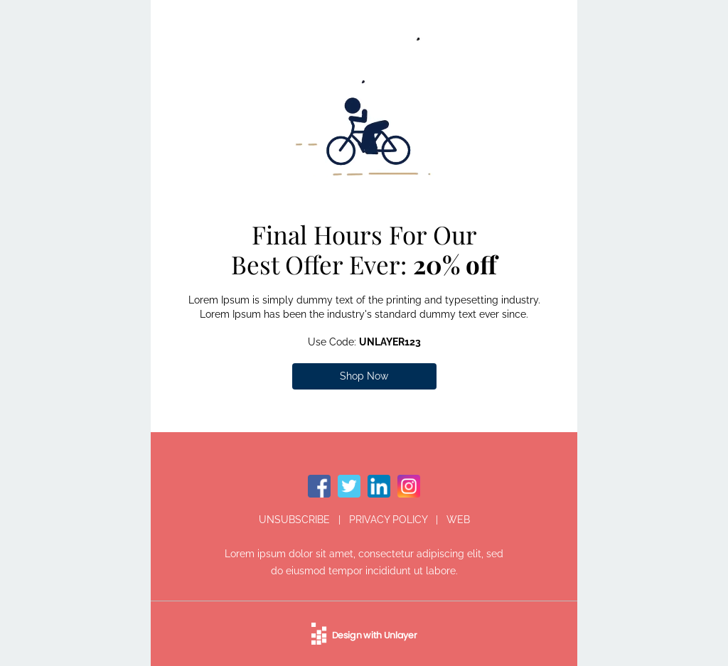 One Day Discount Email Template | Unlayer