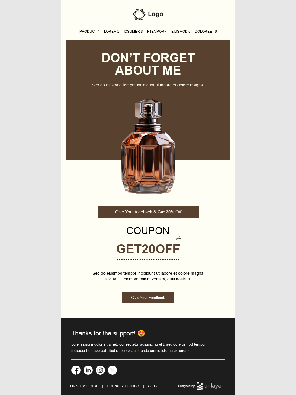 Feedback and Reviews Email Template | Unlayer