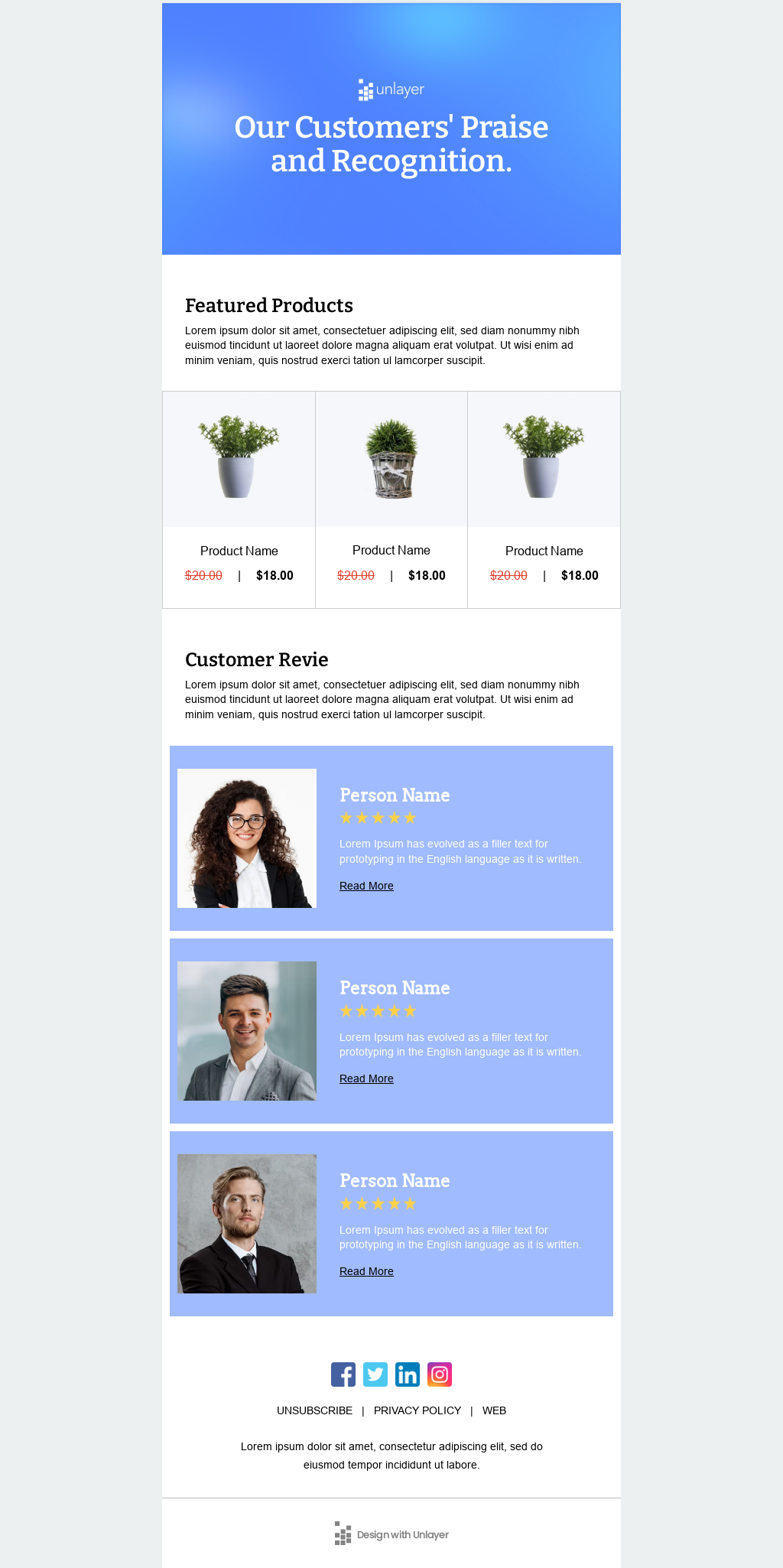 Praise and Recognition Email Template | Unlayer