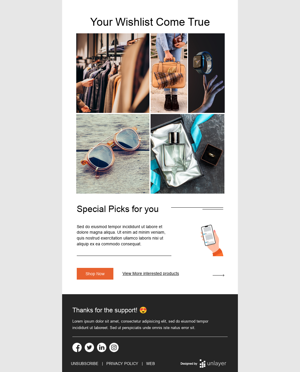 Your Wishlist Come True Email Template | Unlayer