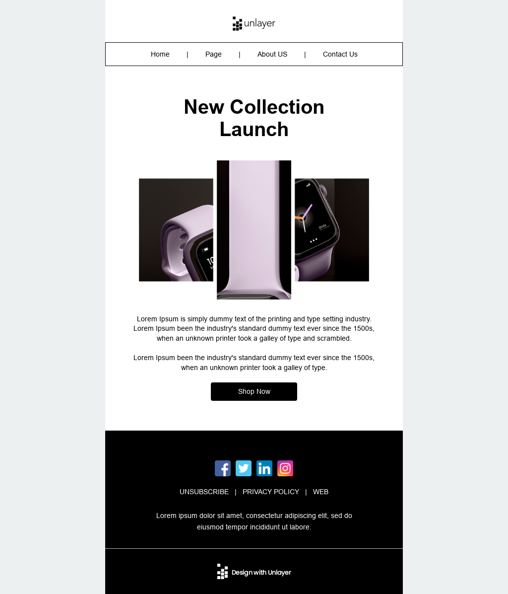 New Collection Launch Email Template | Unlayer