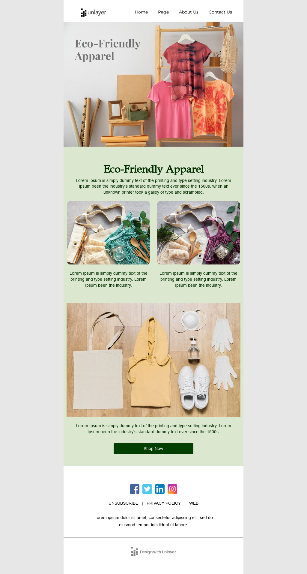 Eco-Friendly Apparel Email Template | Unlayer