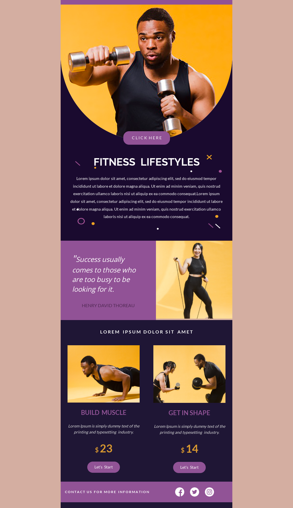 Fitness Lifestyle Email Template | Unlayer