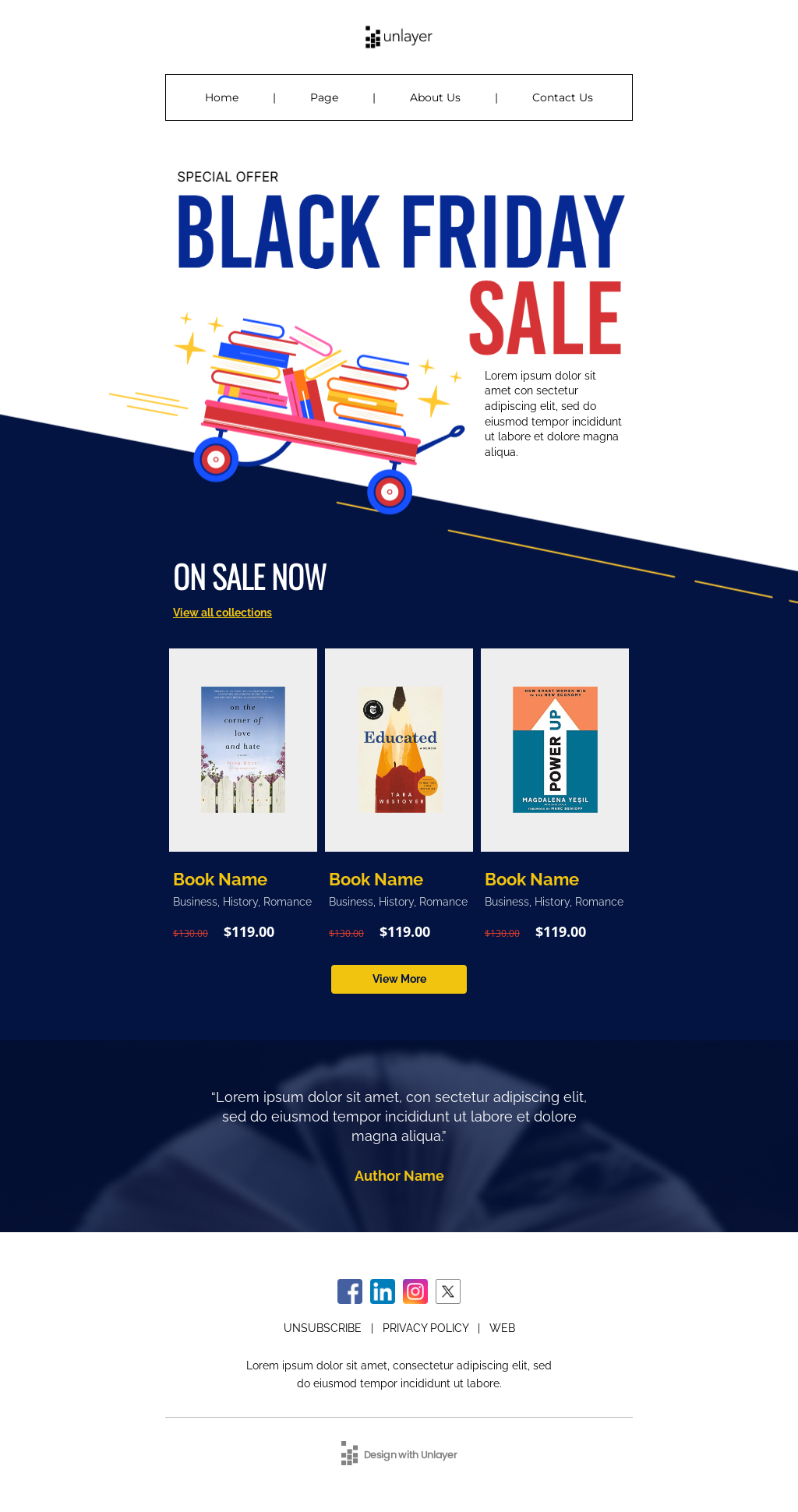 Black Friday Books Sale Email Template | Unlayer