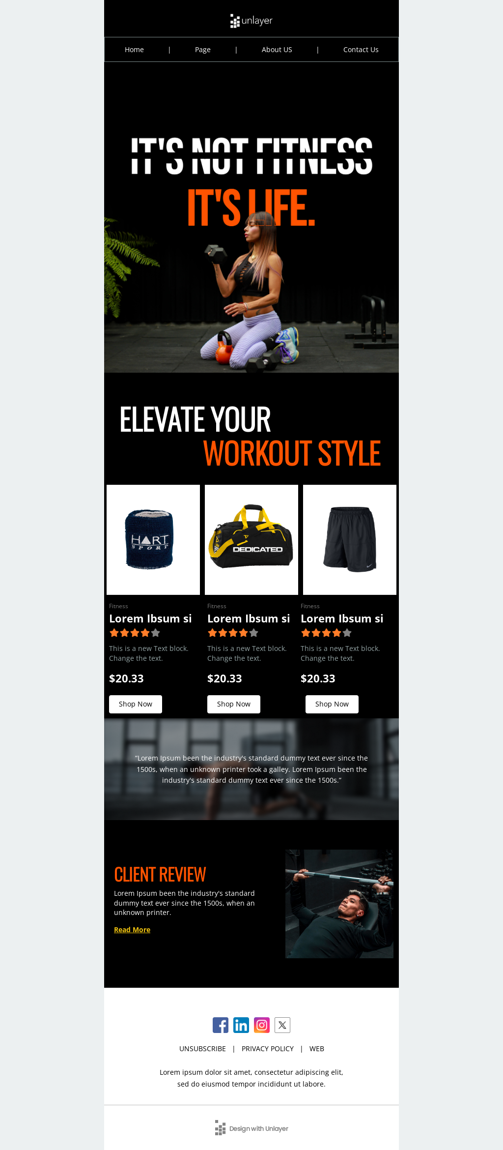 Fitness Accessories Email Template | Unlayer