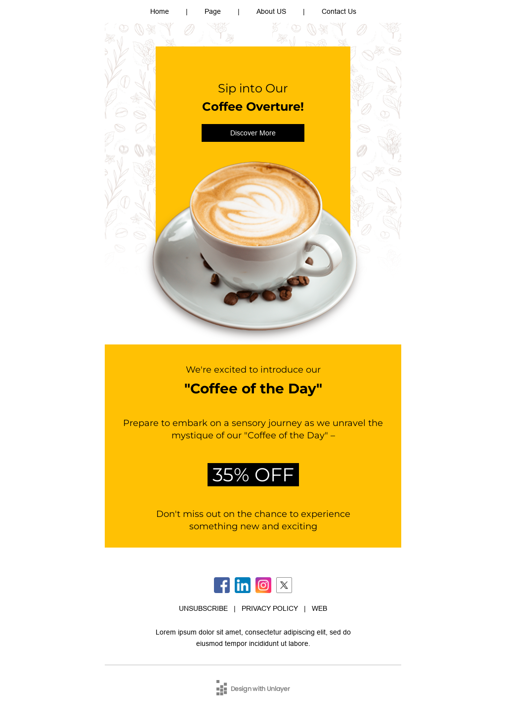 Coffee of the Day Email Template | Unlayer