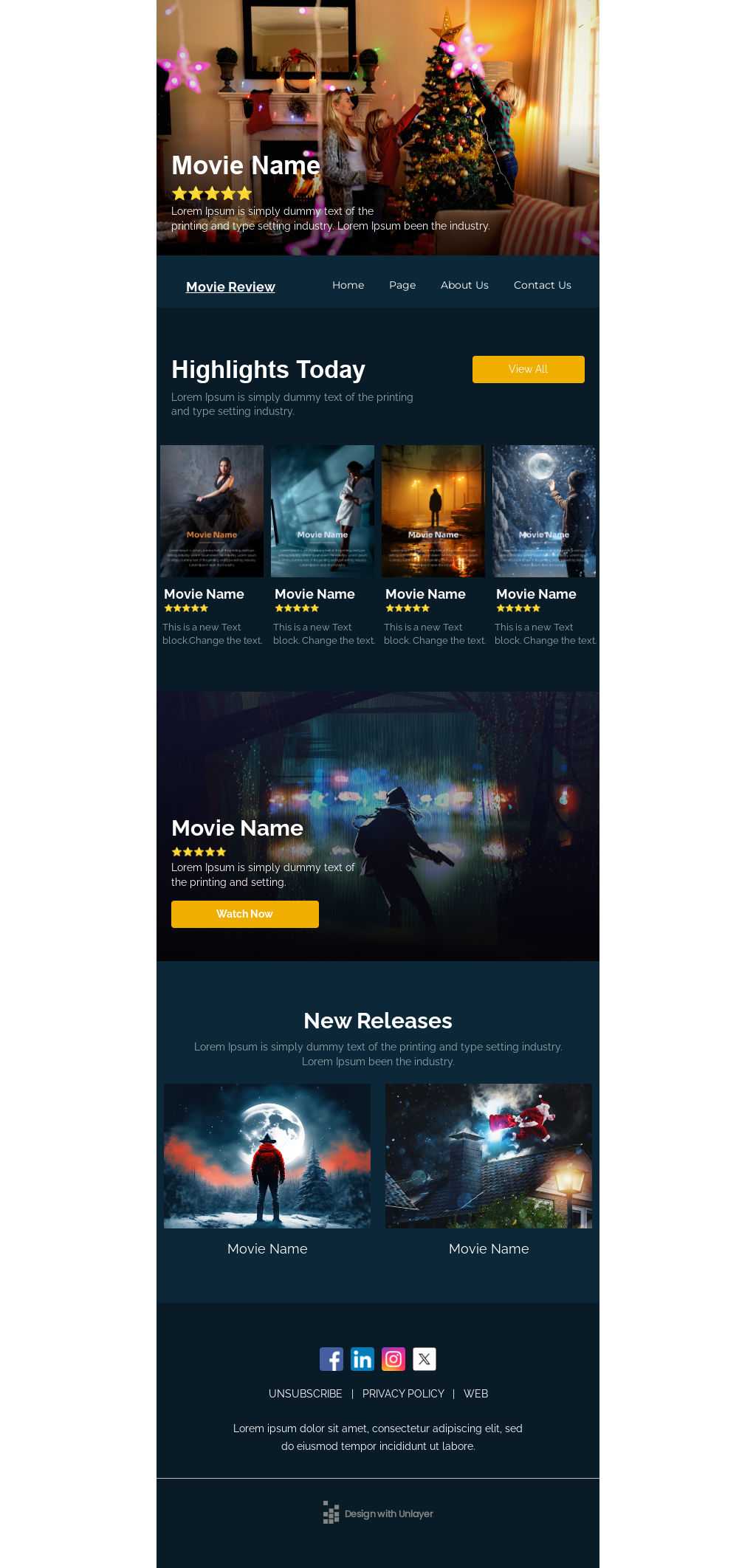 Movies for Christmas Email Template | Unlayer