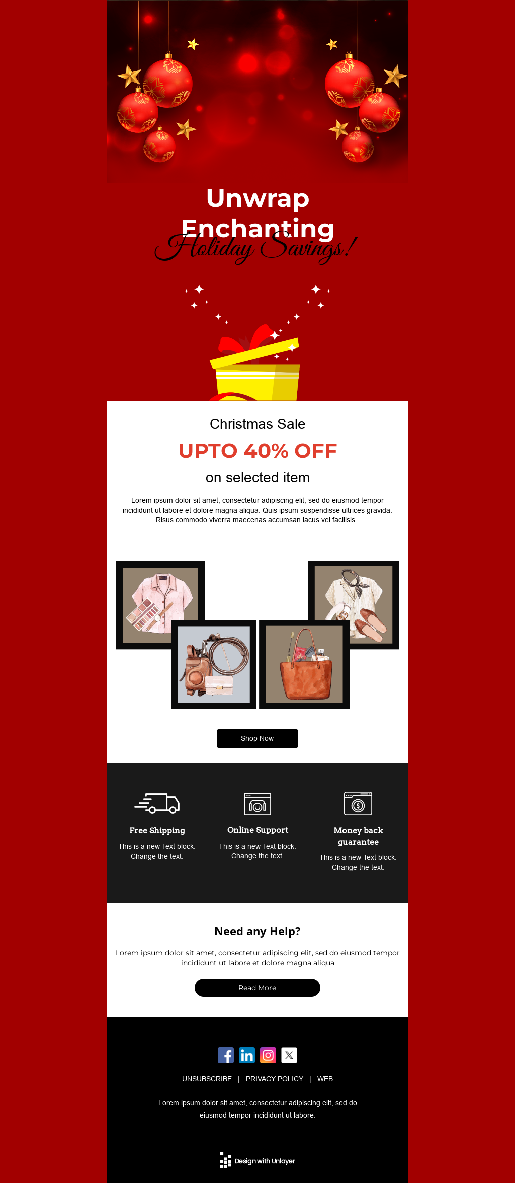 Festive Savings Email Template | Unlayer