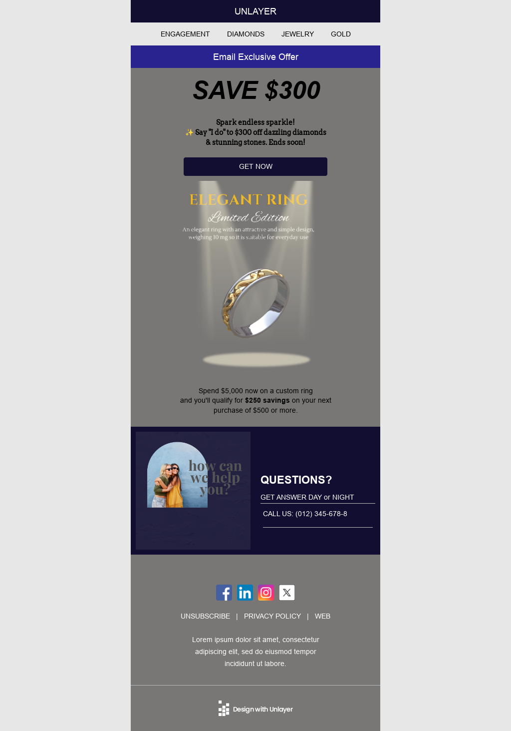 Ring in The Savings Email Template | Unlayer