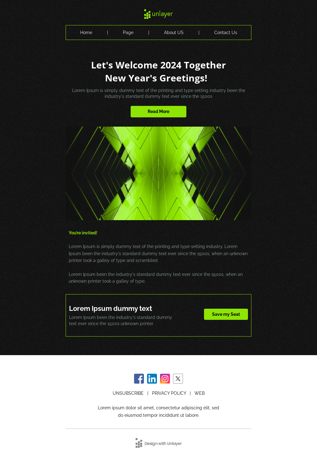 New Year Eve Email Template | Unlayer
