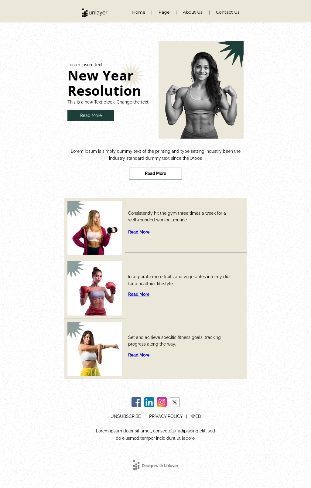 New Year Resolution Email Template | Unlayer