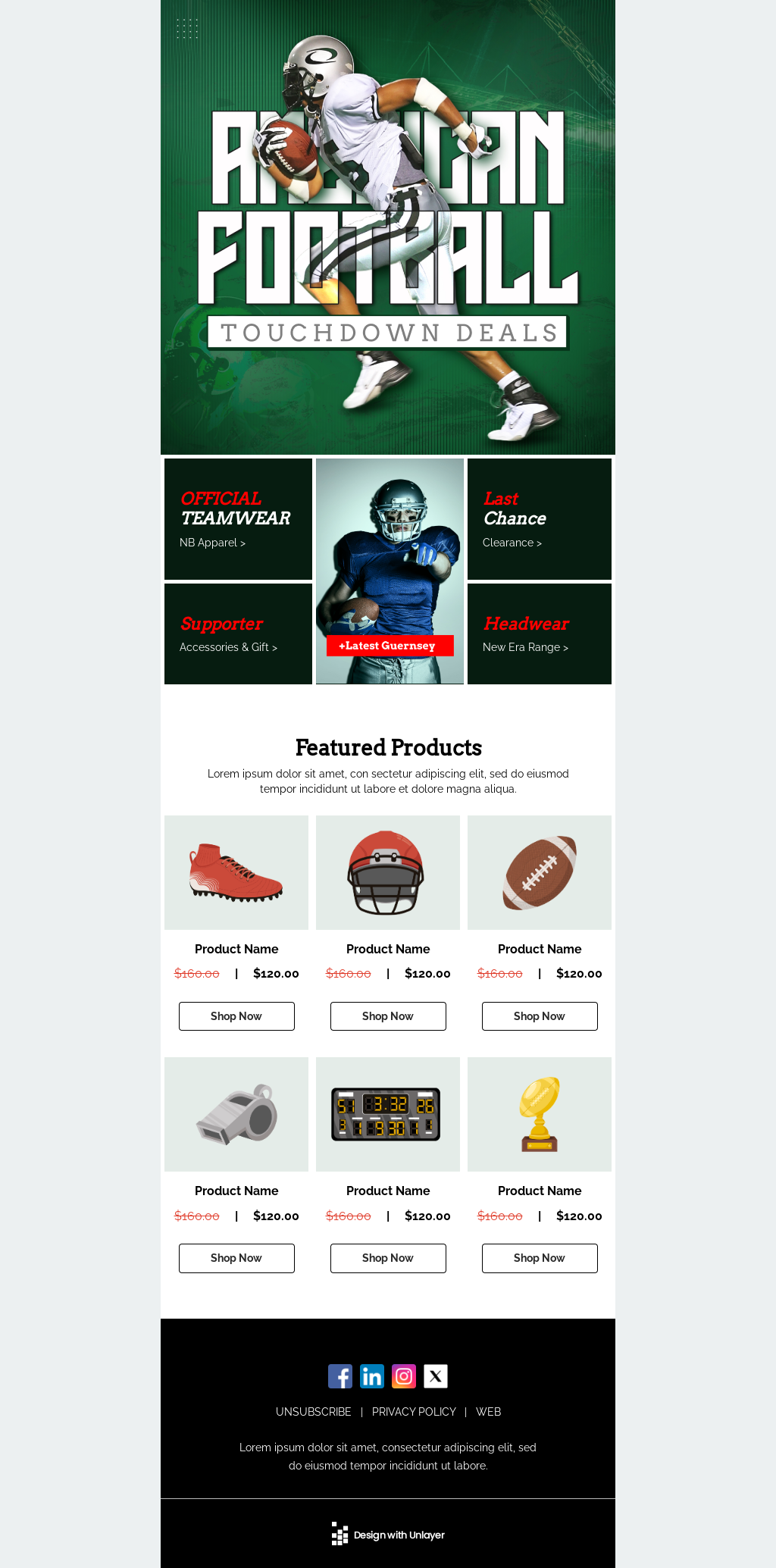 Touchdown Deals Email Template | Unlayer