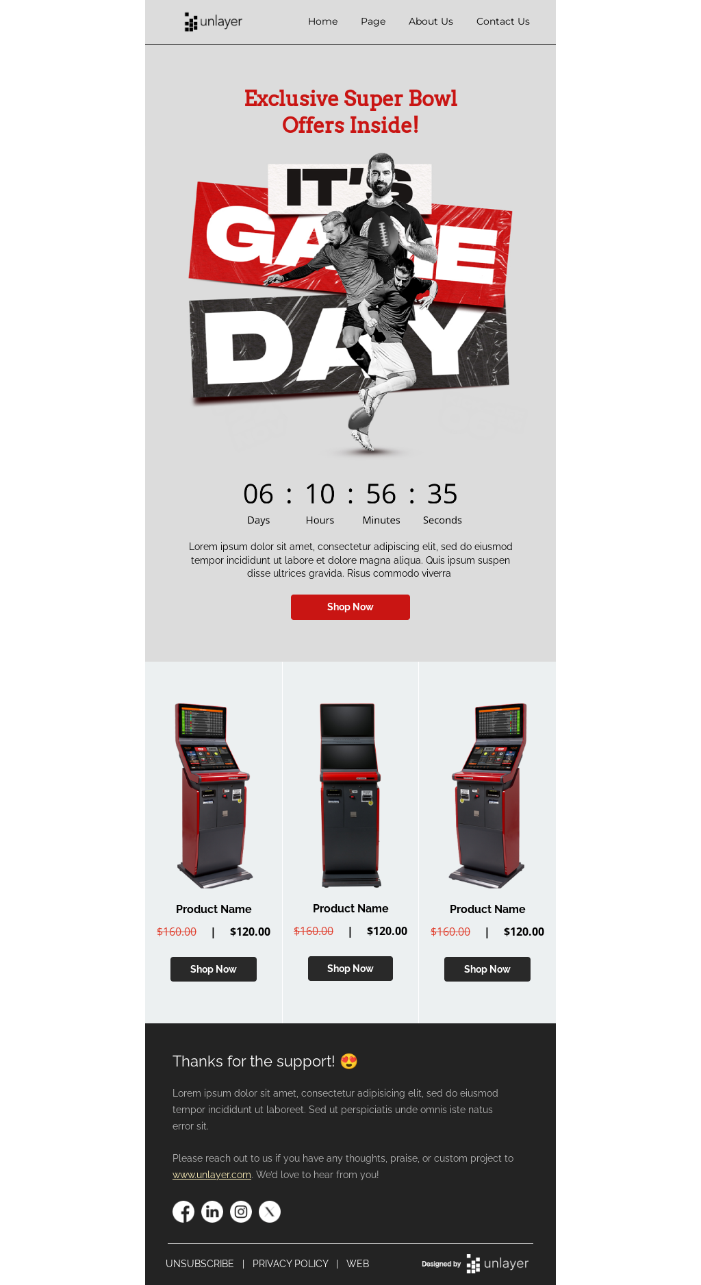 Game Day special Email Template | Unlayer