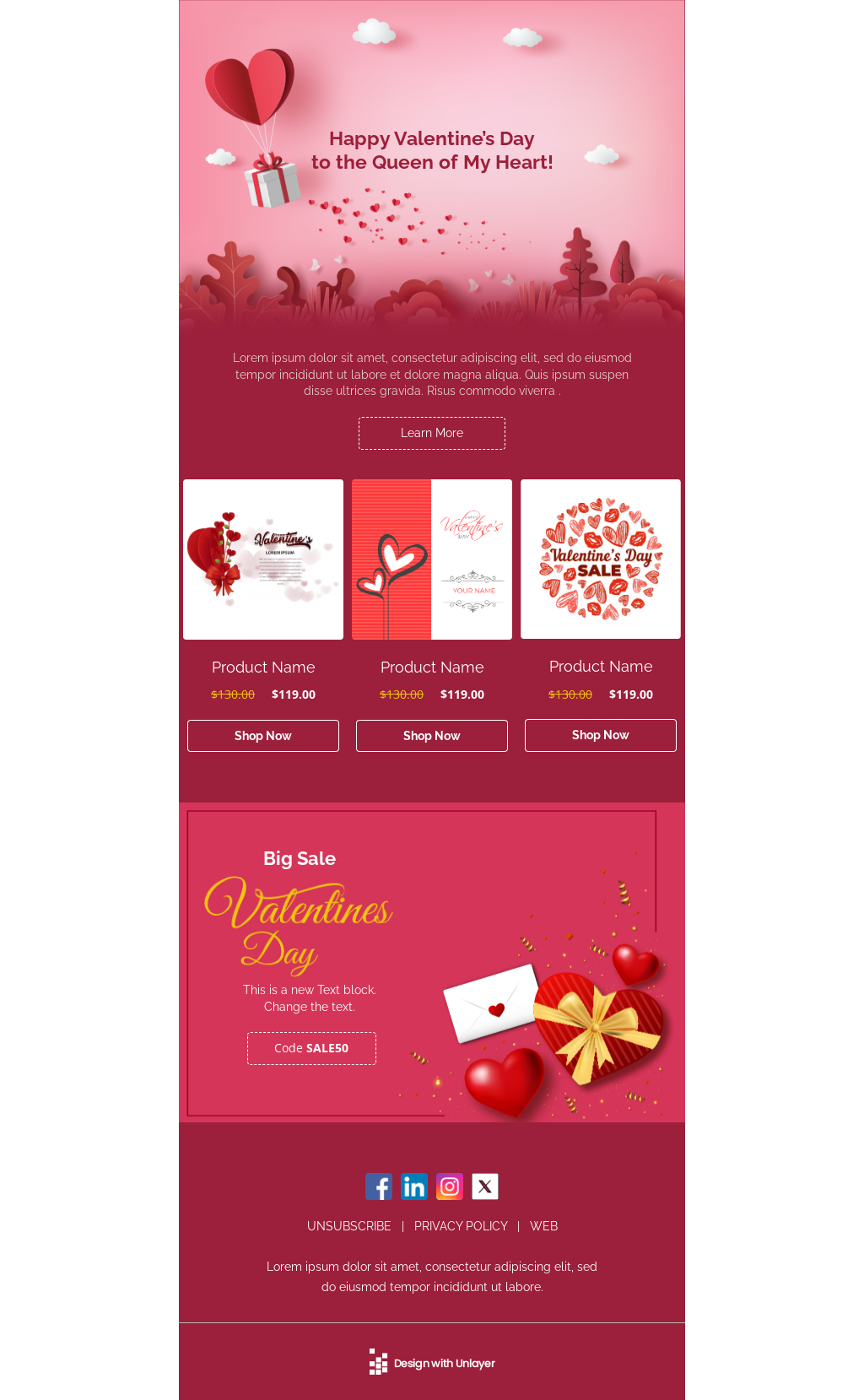 Free Email Templates for Valentine's Day | Unlayer