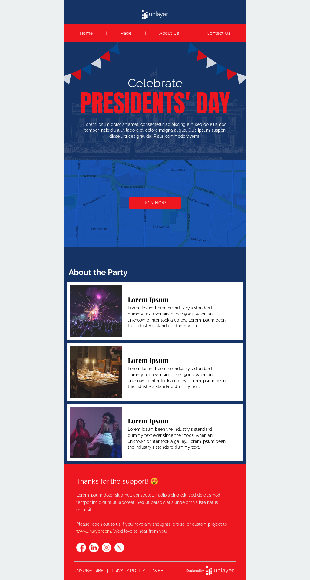 Celebrate Presidents' Day Email Template | Unlayer