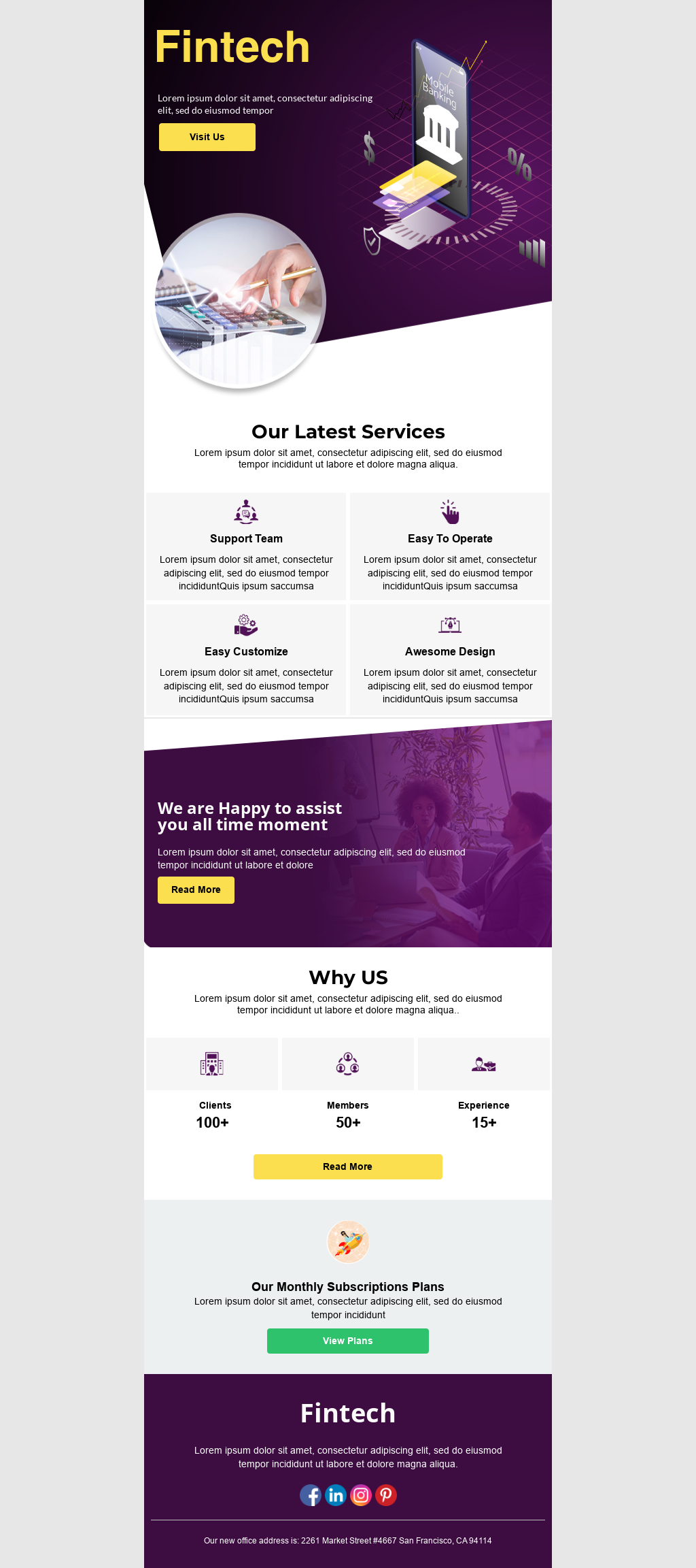 Fintech App Subscription Email Template | Unlayer