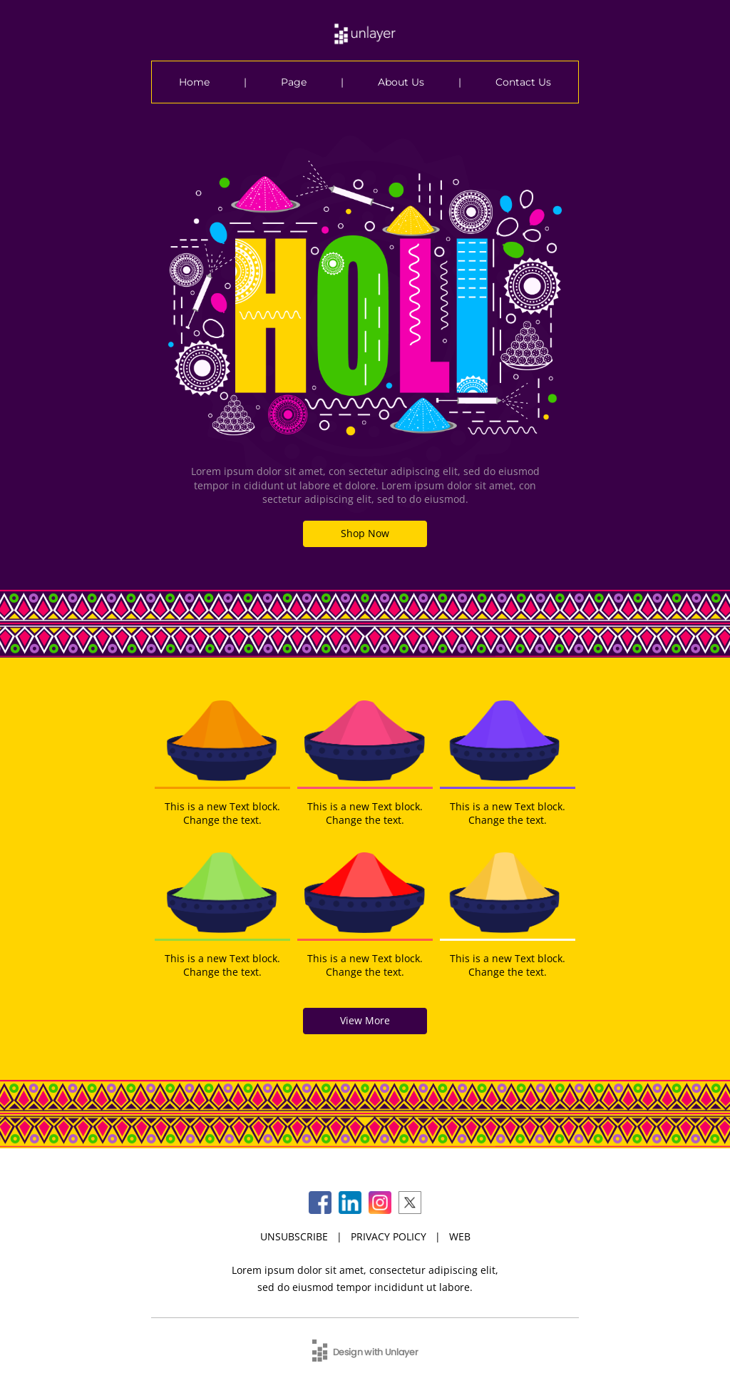 Free Email Templates for Holi | Unlayer