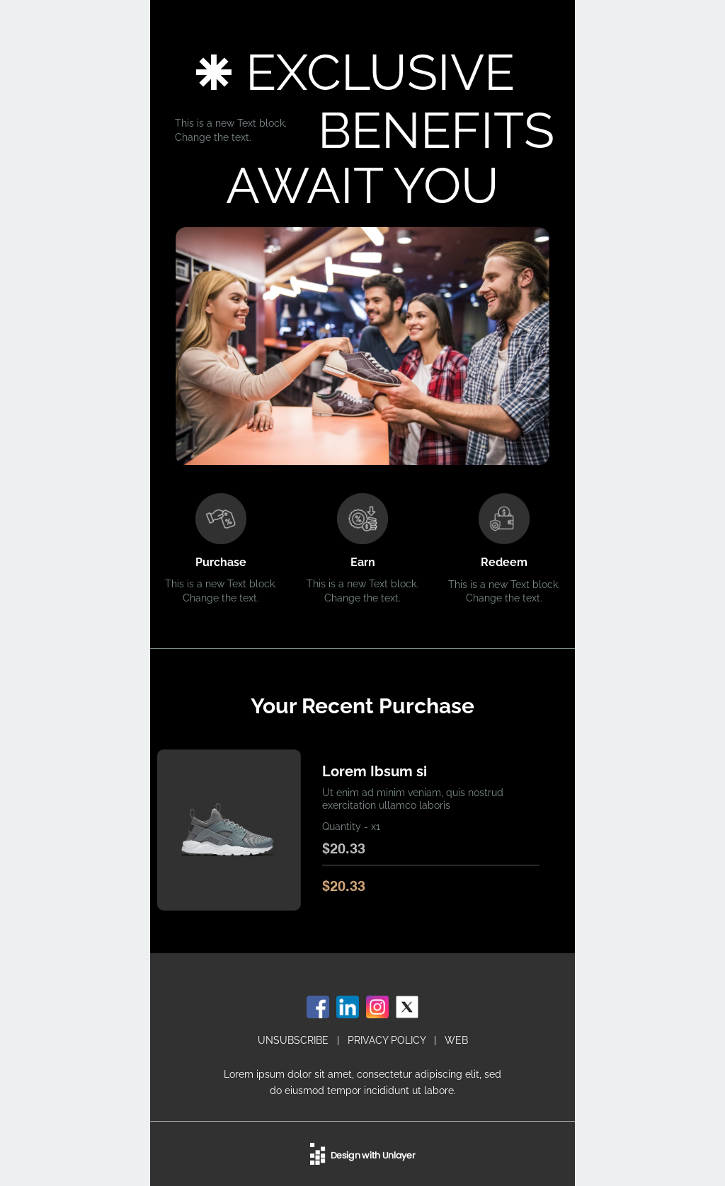 Loyalty Rewards Email Template | Unlayer