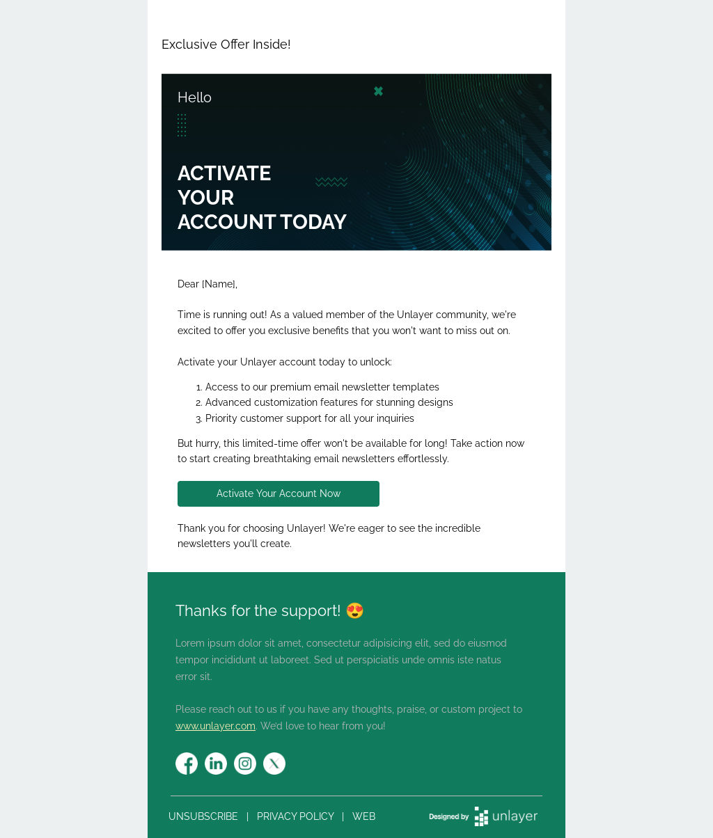 Urgency and Limited Time Email Template | Unlayer