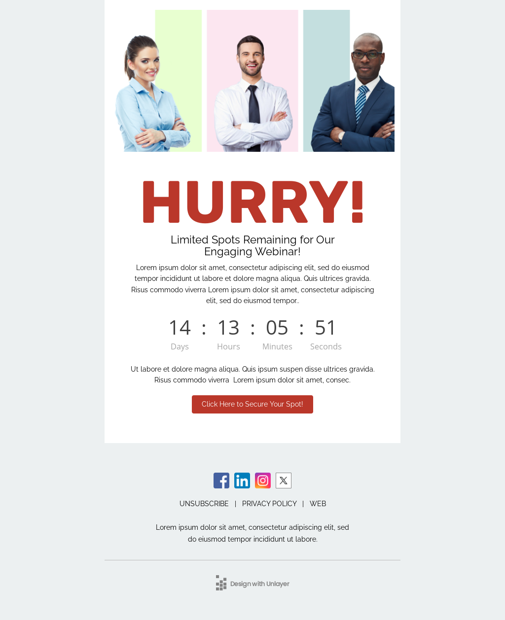 Limited Spots Email Template | Unlayer