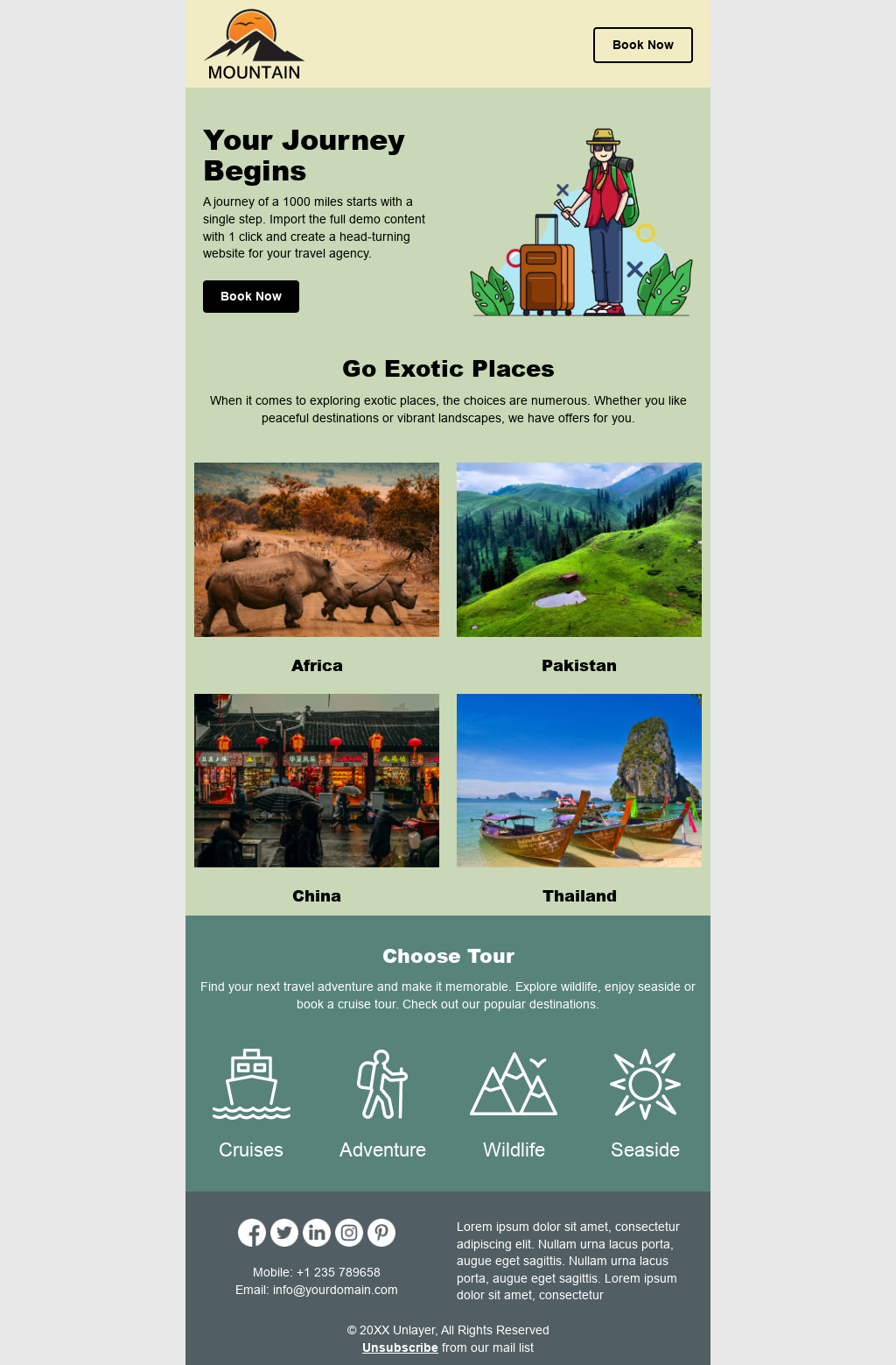 Travel & Tourism Advance Booking Email Template | Unlayer