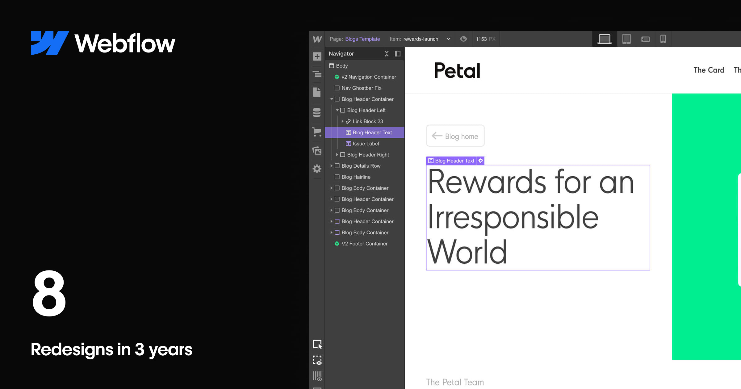 3+ years of growth. 100+ new employees. 8+ redesigns. All on Webflow ...