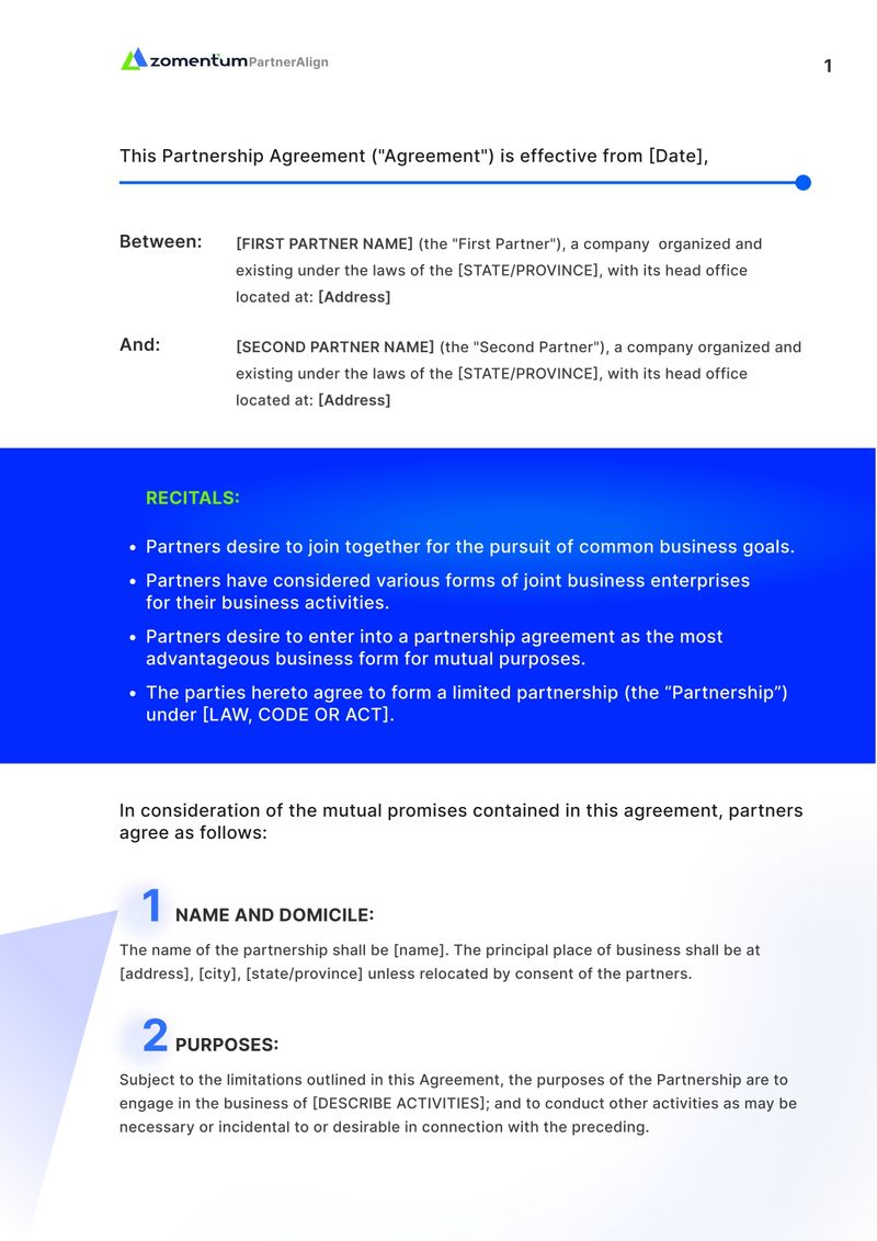 Partner Agreement Template for Vendors | Zomentum