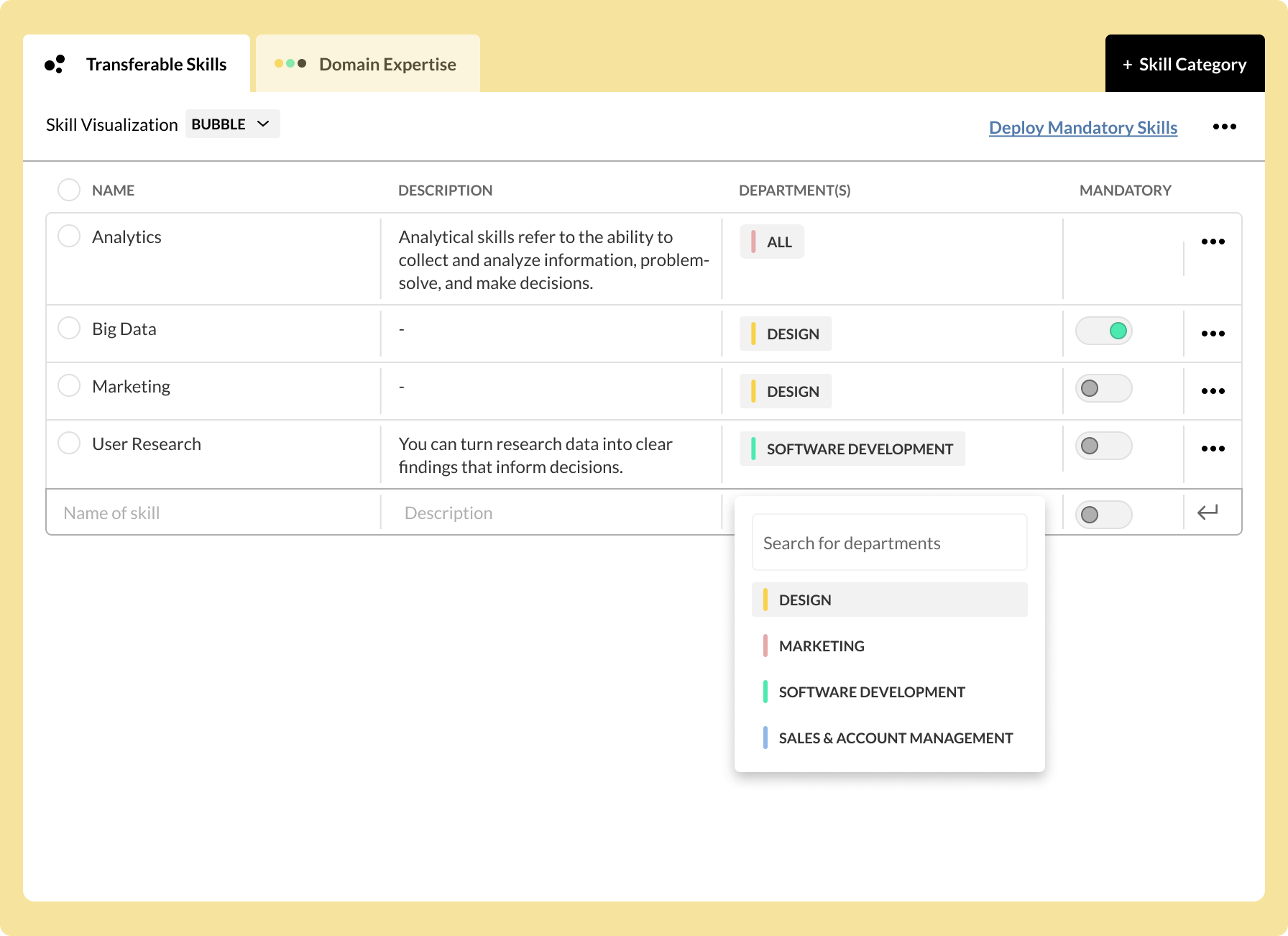 How to set up custom/company specific skills for your organisation
