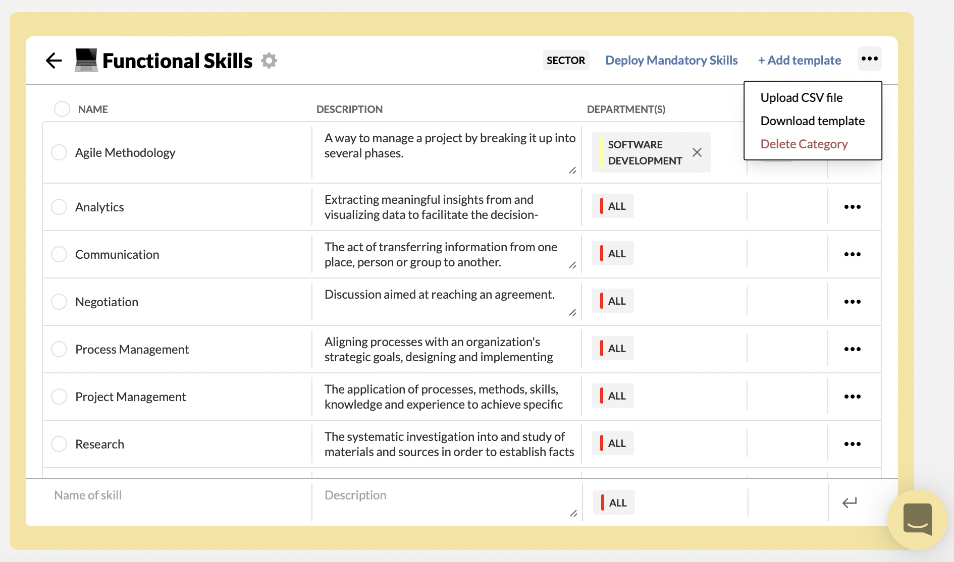 How to set up custom/company specific skills for your organisation