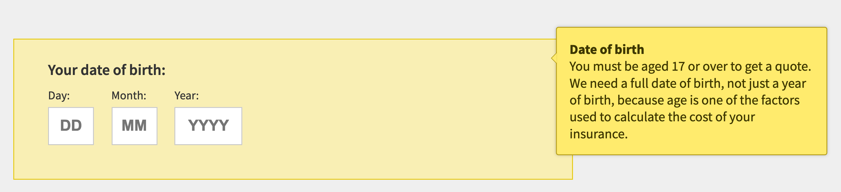 Eye Tracking Research: Date of Birth fields in Online Forms