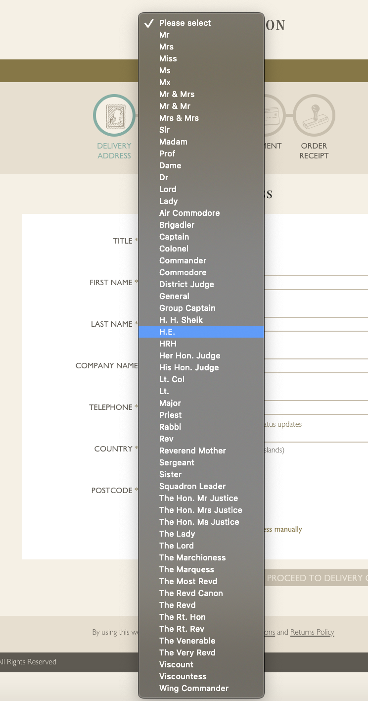 Titles in online forms - how inclusive should you be?