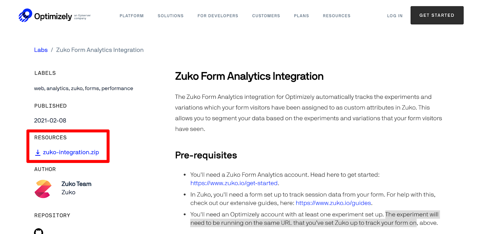 Zuko Guides | Run Form Experiments with Optimizely