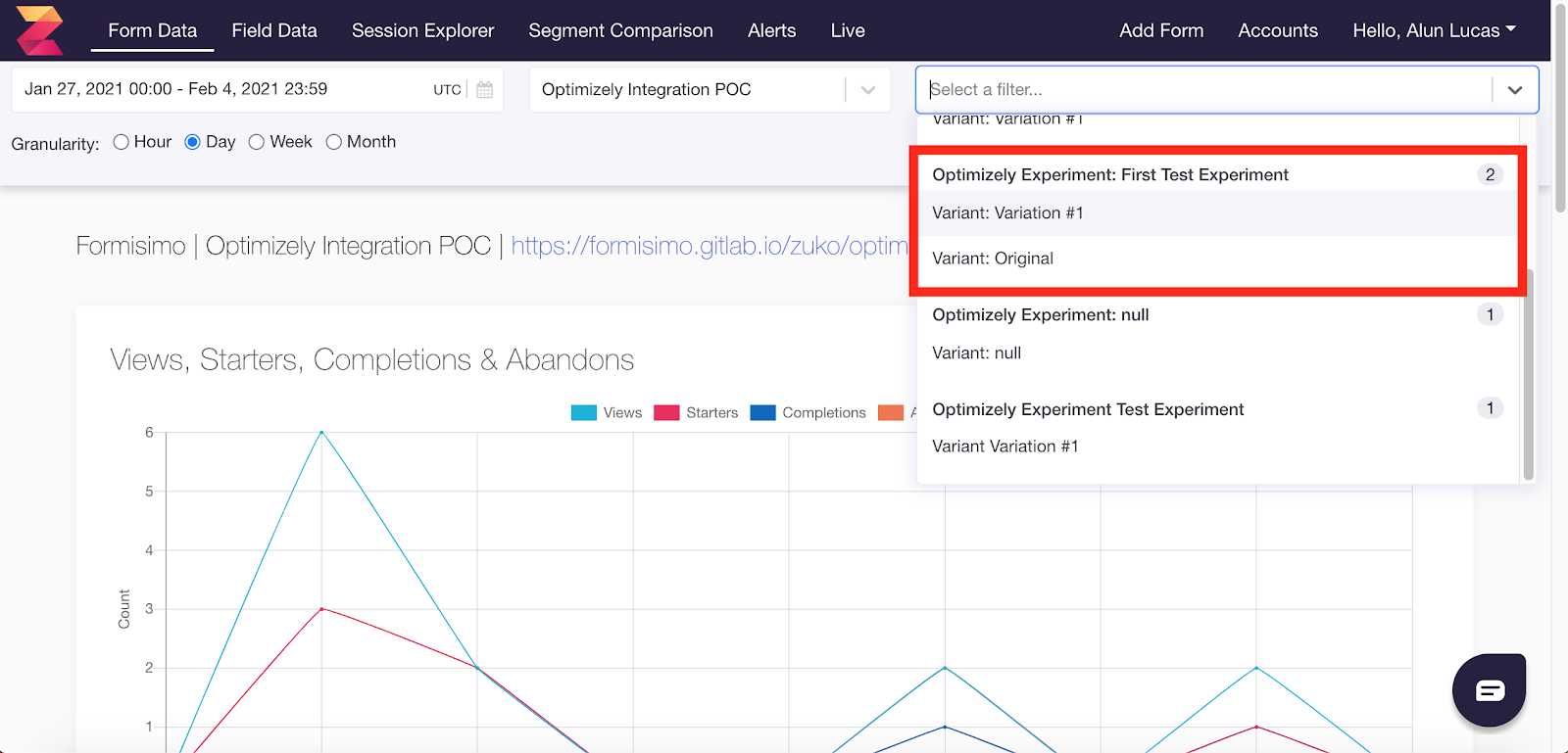 Zuko Guides | Run Form Experiments with Optimizely