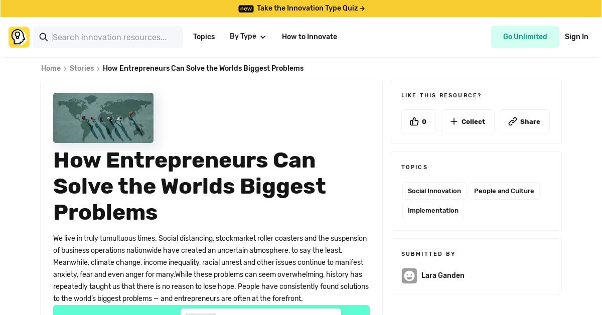 How Entrepreneurs Can Solve the Worlds Biggest Problems